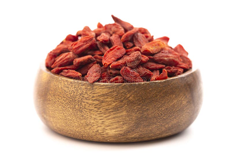 Red Dehydrated Goji Berries and Goji Berry Powder Isolated on White ...