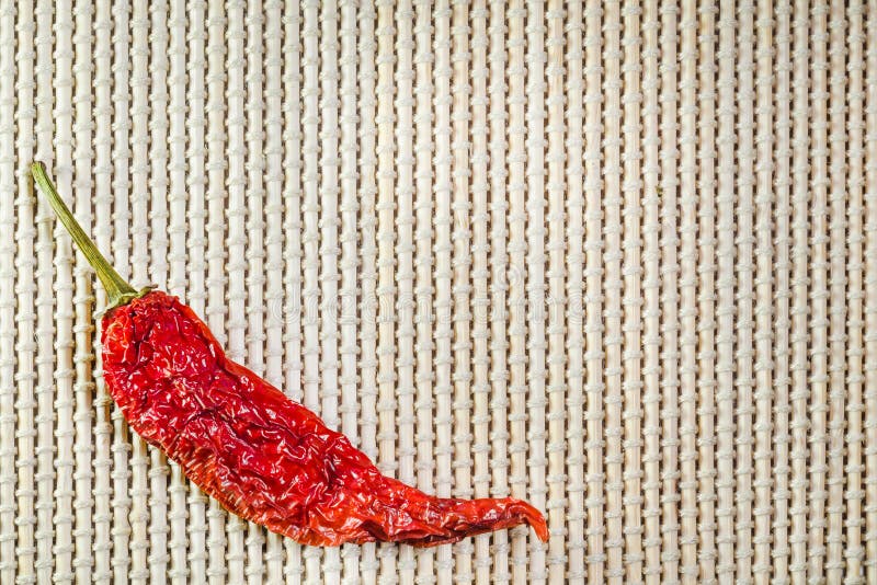 Dried Red Hot Chili Pepper on a Bamboo Serviette Stock Image - Image of ...