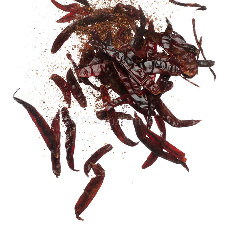 Dried Red Hot Chilli Fall Down Explosion, Dried Red Chilli Float ...