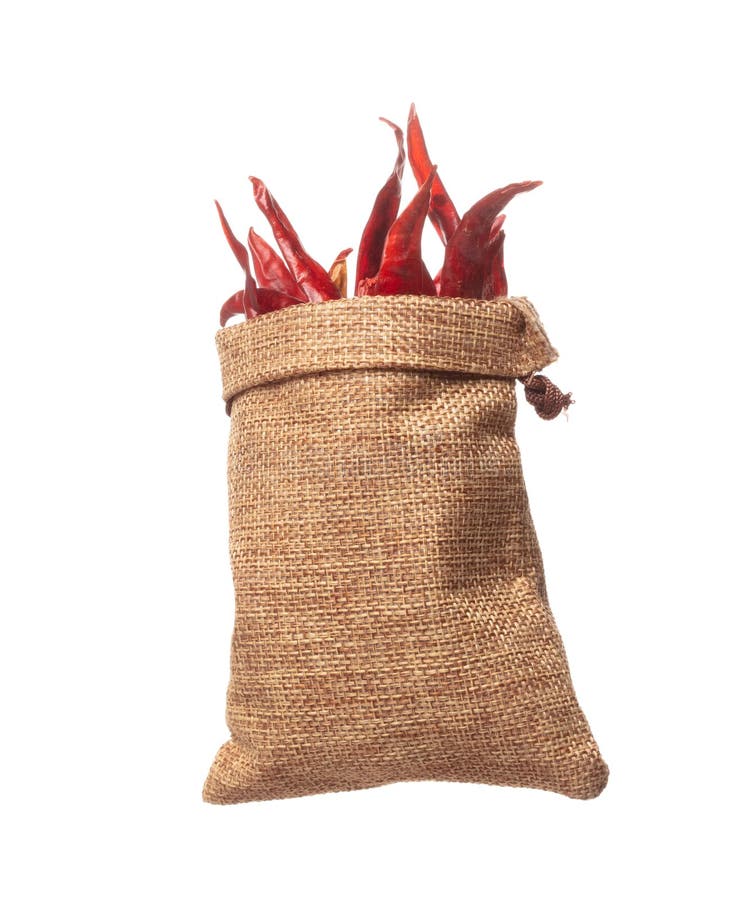 Dried Red Hot Chilli Fall Down in Sack Bag, Dried Red Chilli Float ...