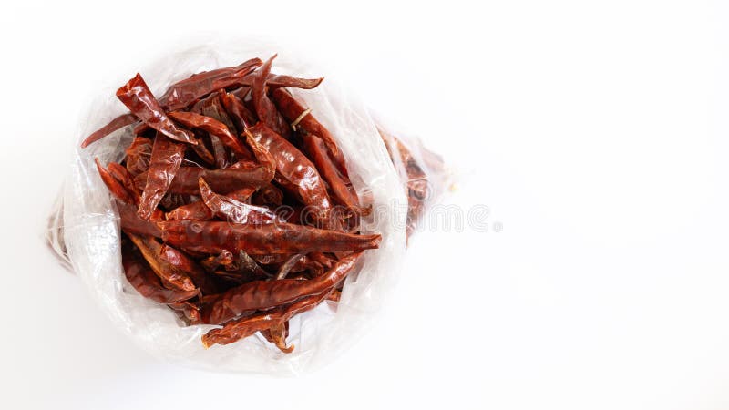 Dried Red Pepper in a Plastic Bag Stock Image - Image of meat ...