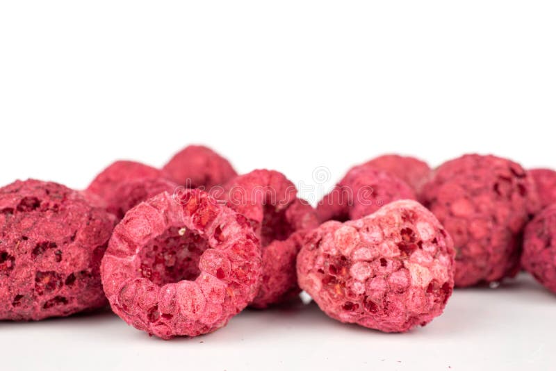 Dried Red Raspberry Isolated on White Stock Photo - Image of heap ...