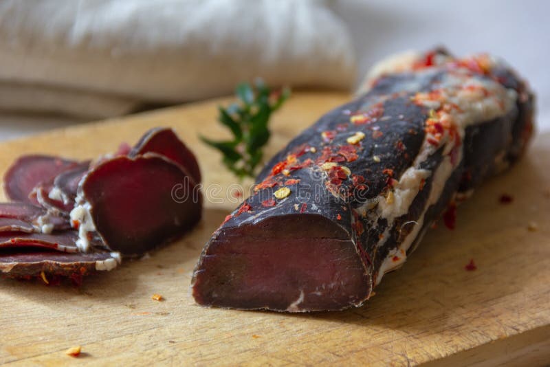 Dried ROE deer meat stock image. Image of slices, meat - 133774485