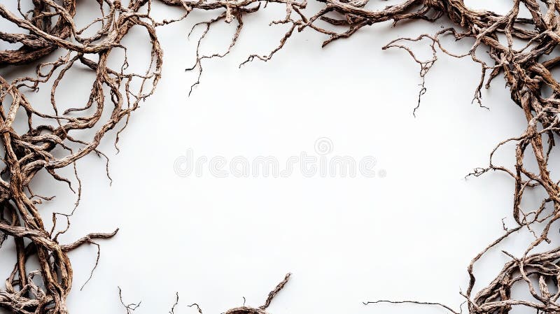 Dried Roots Frame on White Background Stock Image - Image of border ...