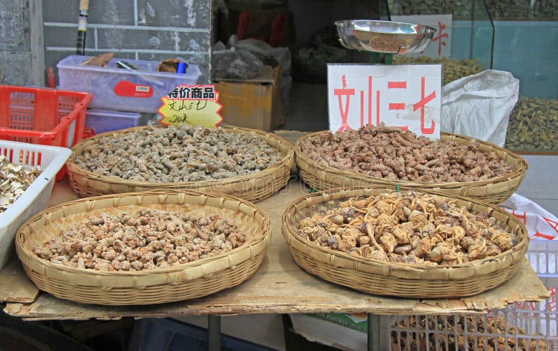 Dried Roots on the Market in Lijiang Stock Photo - Image of cooking ...