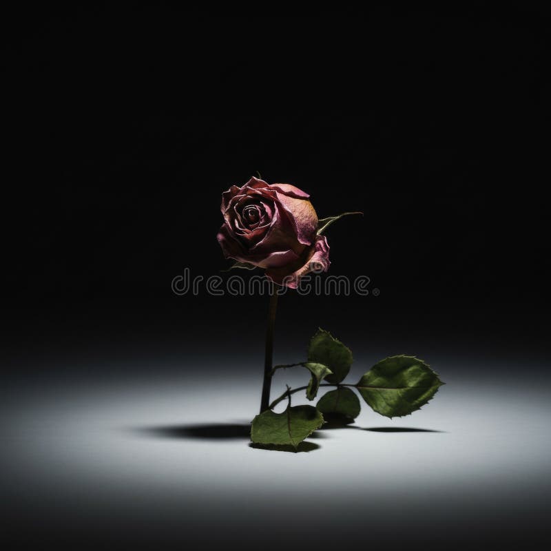 Dried Rose in Dramatic Low-Key Lighting Stock Illustration ...