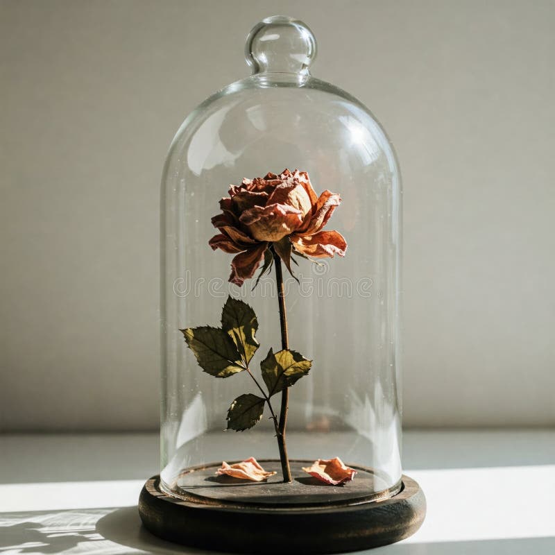 Dried Rose Under Glass Dome Light Stock Photos - Free & Royalty-Free ...