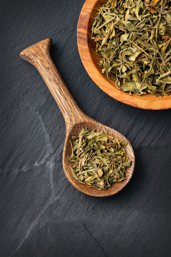 Dried Rue Leaves in the Spoon - Ruta Graveolens Stock Image - Image of ...