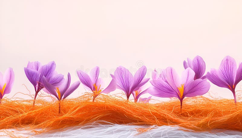 Dried Saffron Spice and Saffron Flowers Stock Photo - Image of floral ...