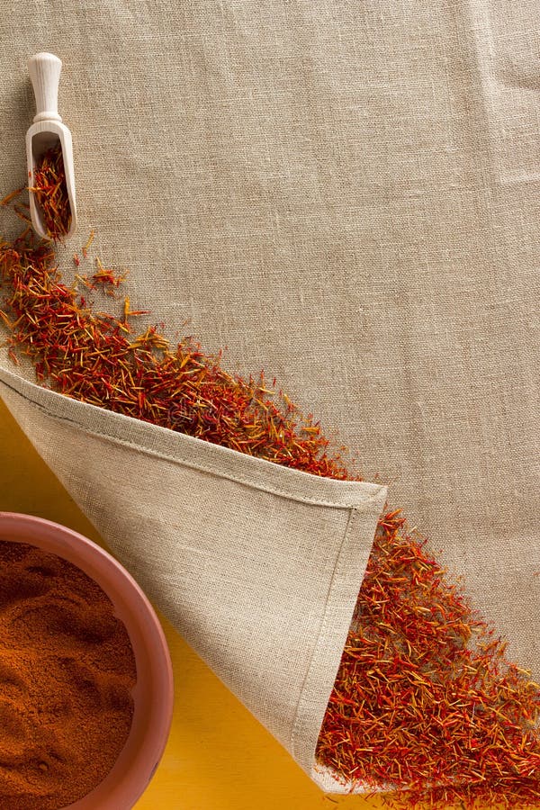 Dried Saffron Spice and Ground Saffron Stock Photo - Image of leaf ...