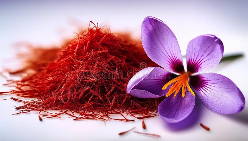 Saffron flowers. stock illustration. Illustration of dried - 347310266
