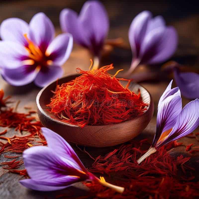Saffron flowers. stock illustration. Illustration of blooming - 347311158