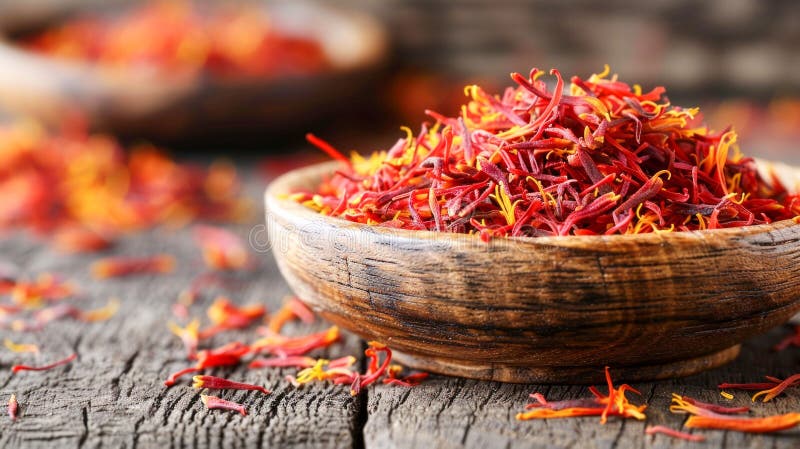 Dried Saffron on Wooden Table. Generative Ai Stock Illustration ...