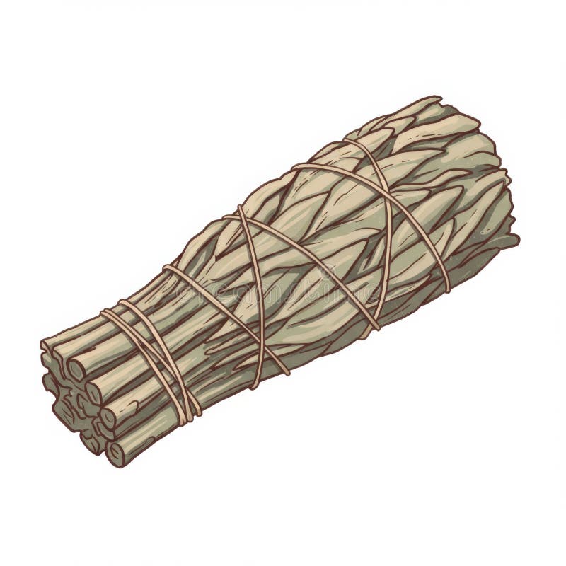 Dried Sage Smudge Stick Bundle Illustration Stock Illustration ...