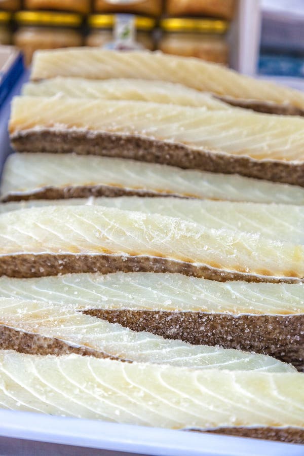 Cod on Sale at a Market Stall Stock Photo - Image of filet, fresh ...