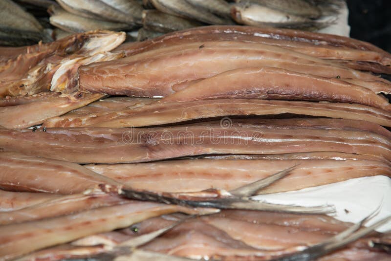 Dried Salted Fish Stall in Thailand. Stock Image - Image of closeup ...