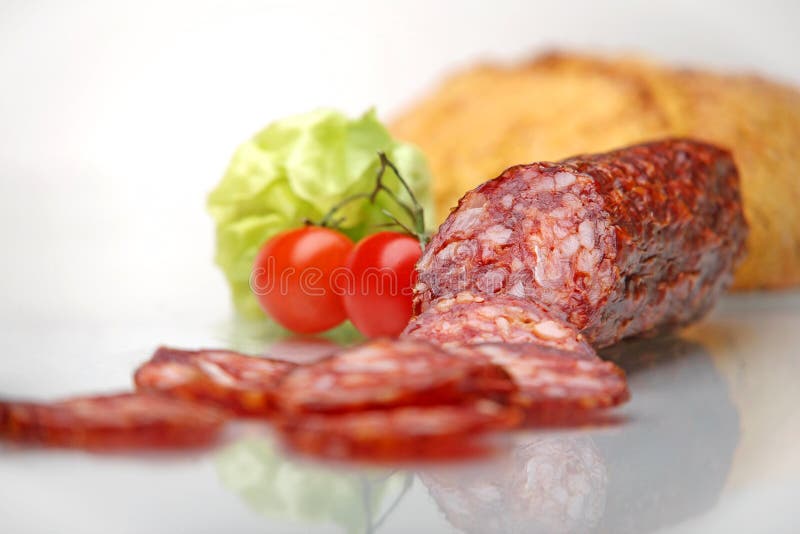 Dried sausage stock image. Image of garlic, meat, white - 21433277