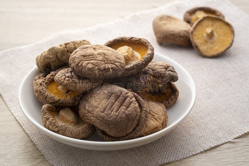 Dried shiitake mushrooms stock image. Image of gourmet - 264829637
