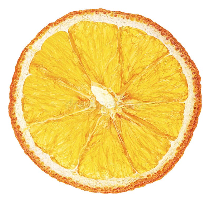 Dried Slice of Orange Fruit Isolated on White Background, Top View. Dehydrated Crispy Orange ...