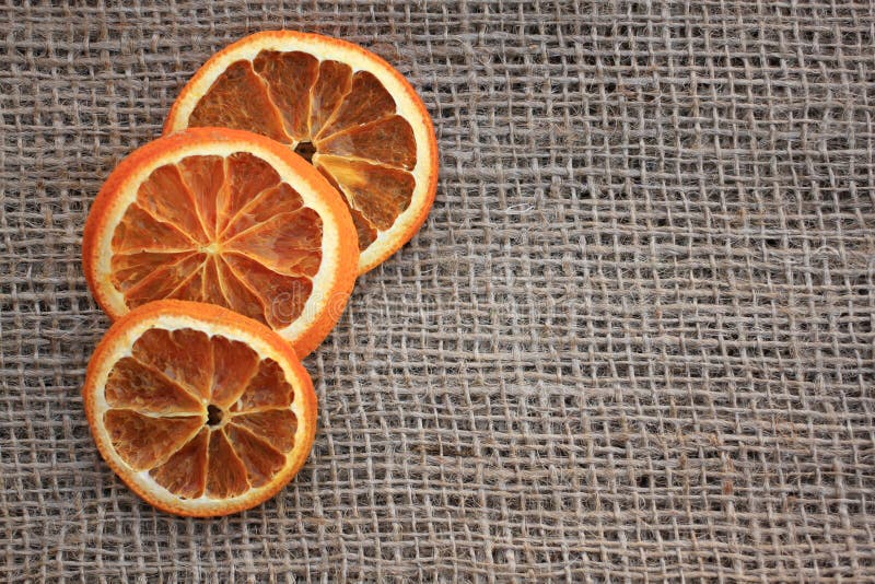 Dried Slice of Orange on Jute Background Stock Photo - Image of fresh ...