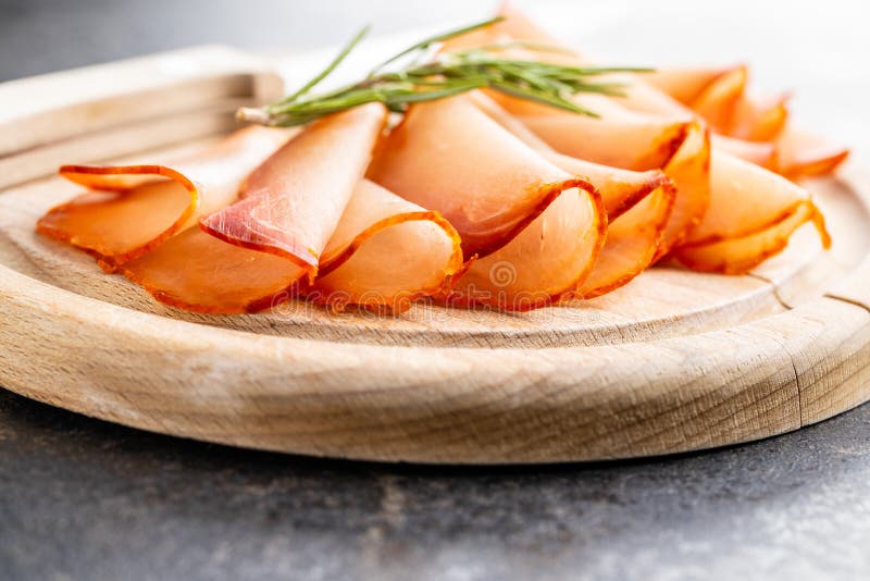 Dried Spanish Ham. Lomo Embuchado Stock Image - Image of sliced ...