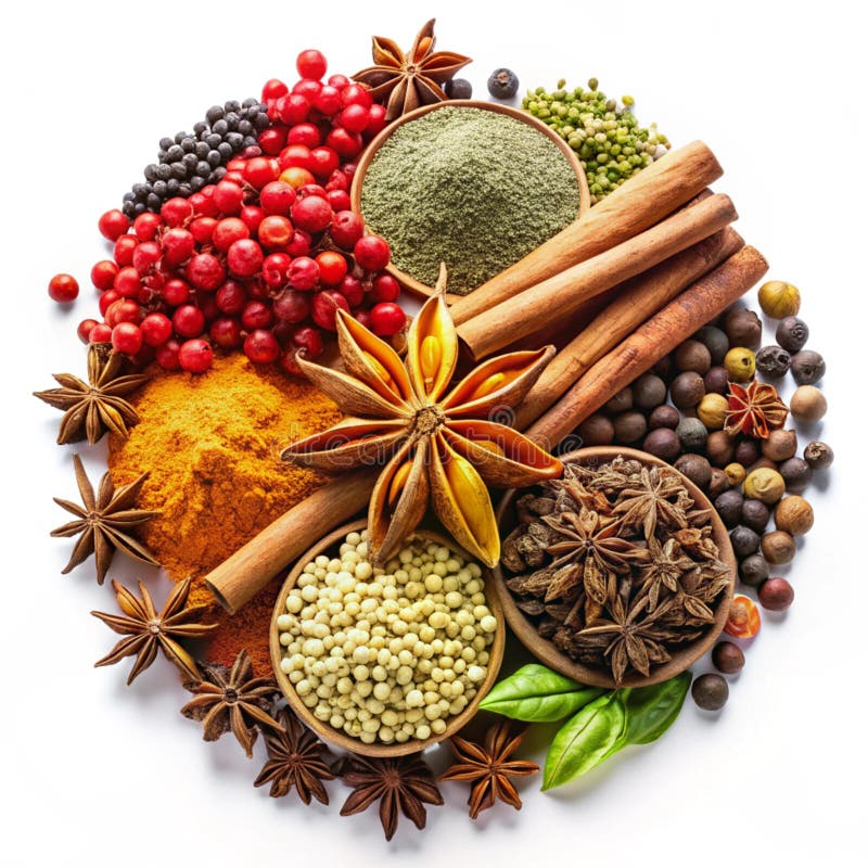 Dried Spices Isolated on White Background Stock Illustration ...