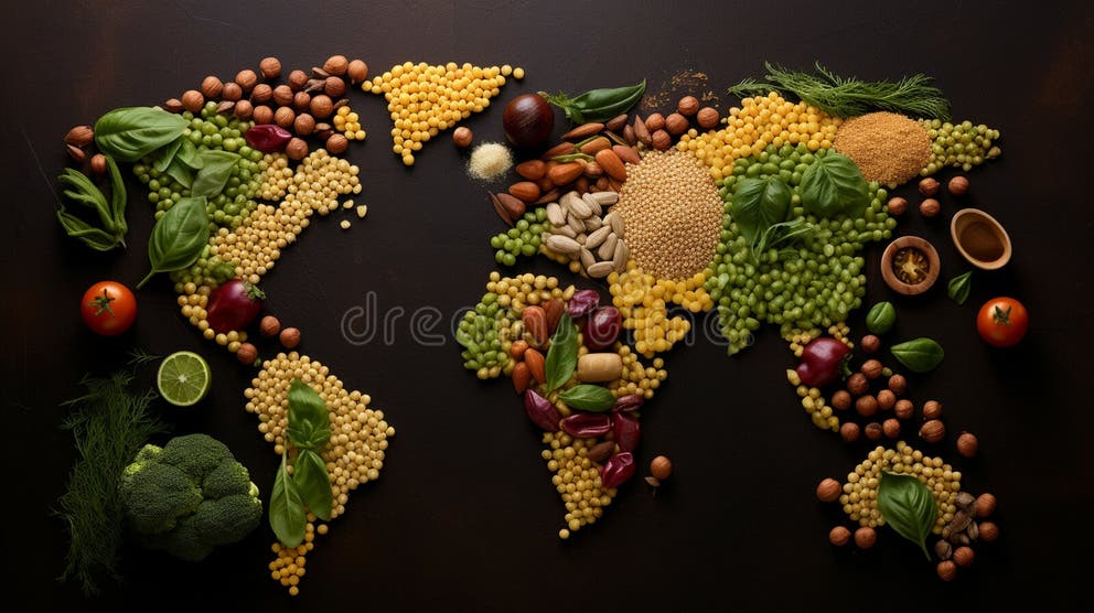 Dried Spices in World Map Shape Stock Photo - Image of world, turmeric ...