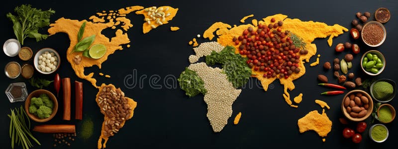 Dried Spices in World Map Shape Stock Image - Image of global, africa ...