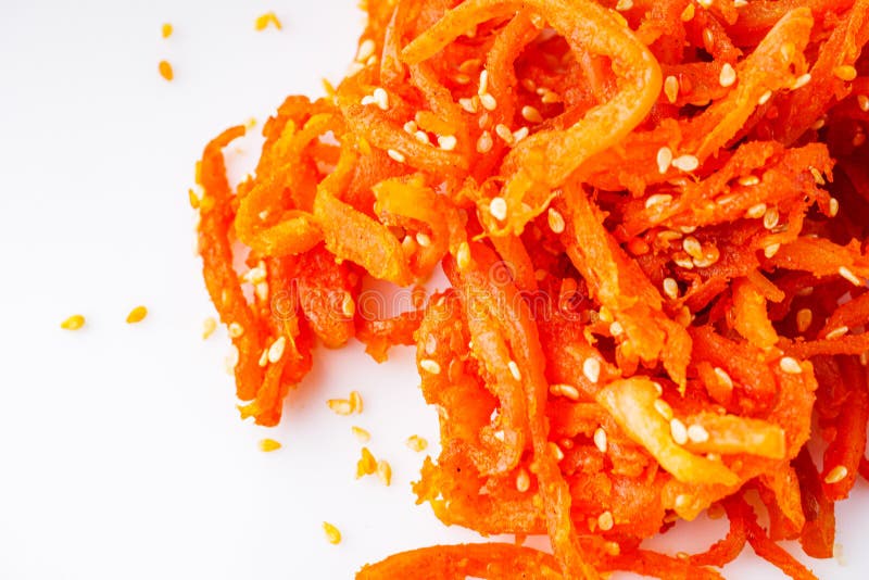 Dried Squid Meat on a White Acrylic Background Stock Image - Image of ...