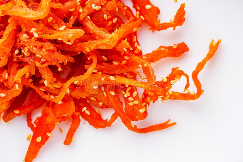 Dried Squid Meat on a White Acrylic Background Stock Image - Image of ...