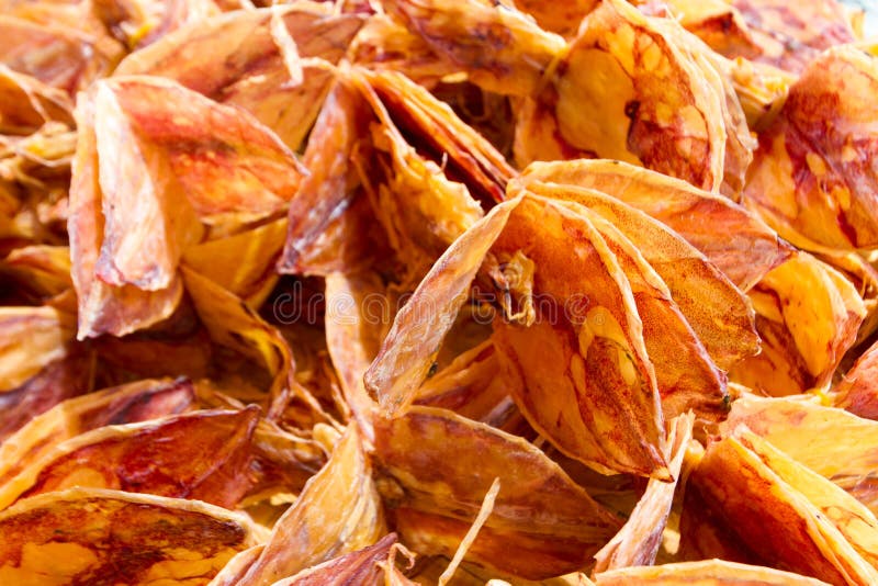 Dried Squid, Traditional Squids Drying In The Sun In A Market Thailand ...