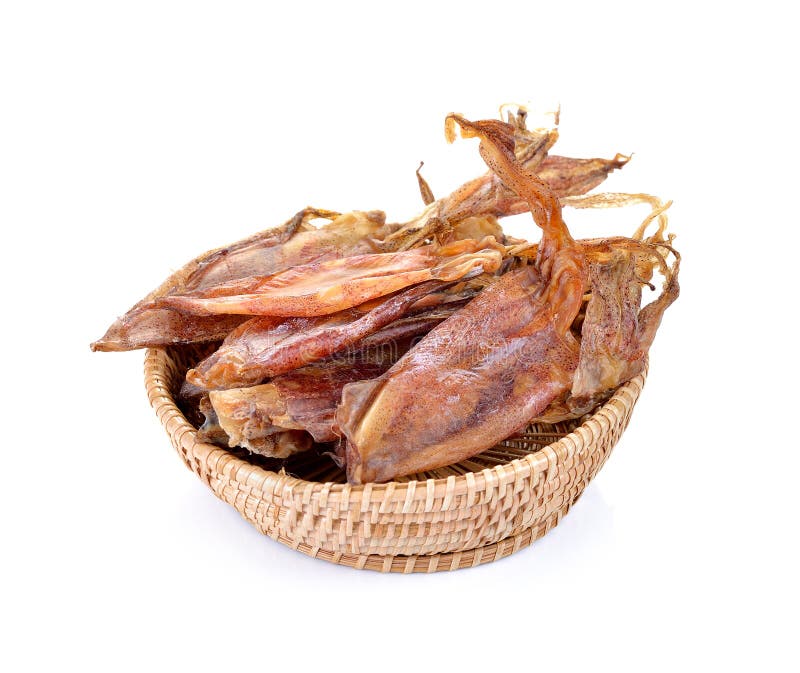 Dried Squid on White Background Stock Photo - Image of fish, protein ...