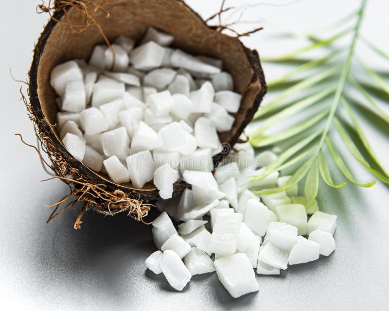 Coconut Cubes For Sale At The Market Stock Photo - Image of cool, glass ...