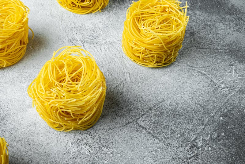 Dried Taglierini , on Gray Stone Background, with Copy Space for Text ...