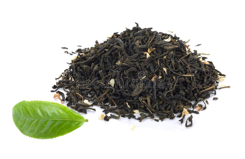 Dried Tea Leaves Isolated on White Background Stock Photo - Image of ...