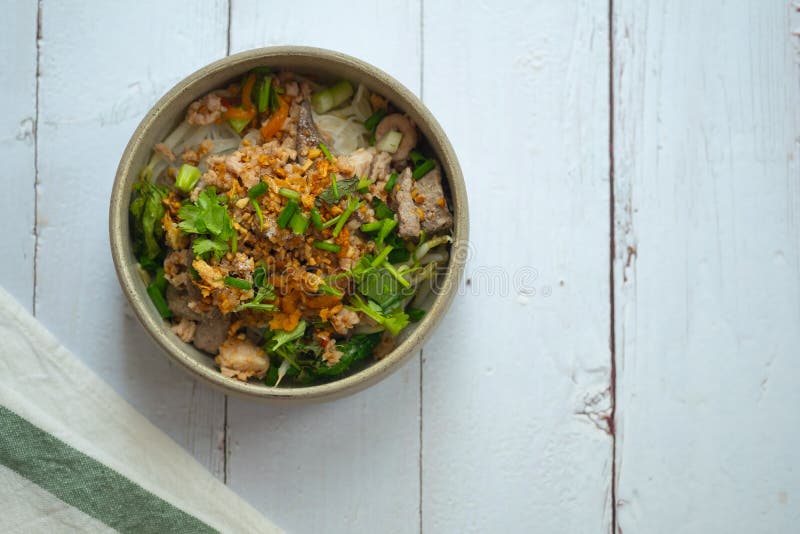 Dried Thin Rice Noodle with Braised Pork and Liver Stock Image - Image ...