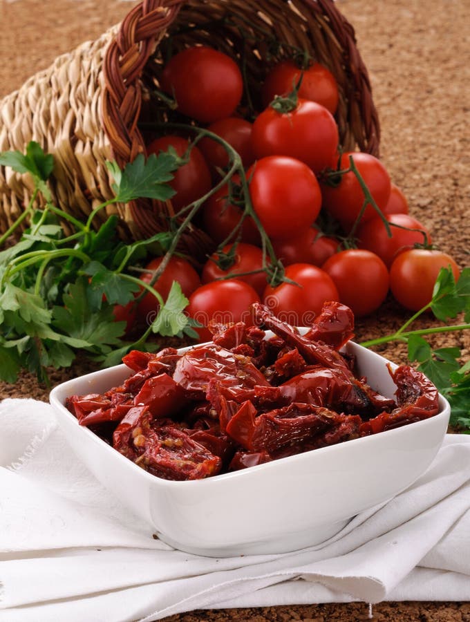 Dried Tomatoes and Fresh Tomatoes Stock Photo - Image of tomato, food ...
