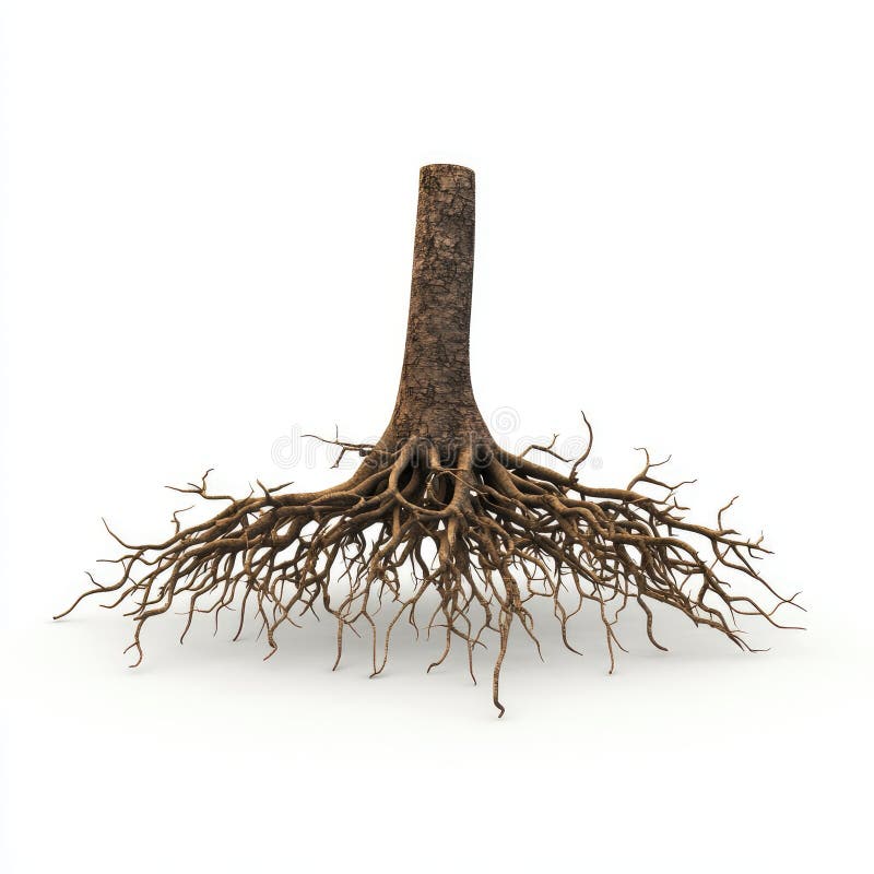 Extensive Tree Roots System, Isolated on White Background Stock ...