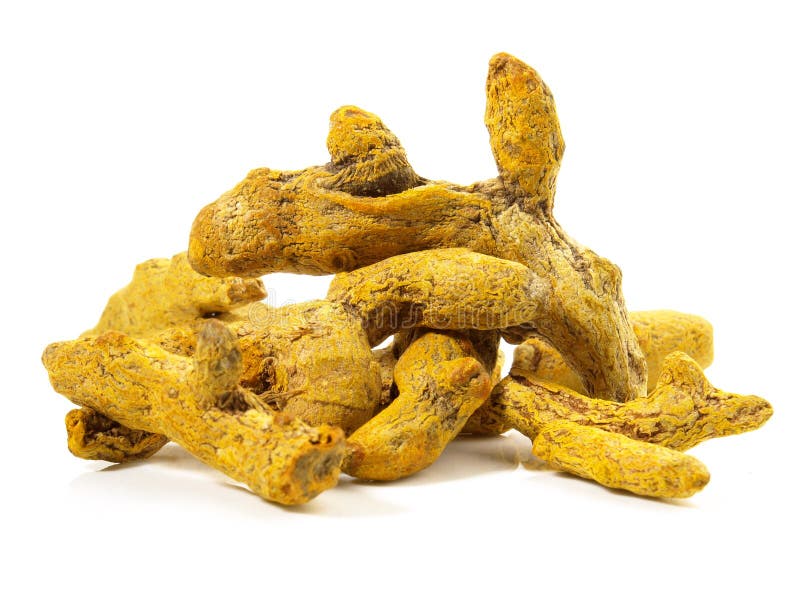 Dried Tumeric Root on White Background - Isolated Stock Image - Image ...