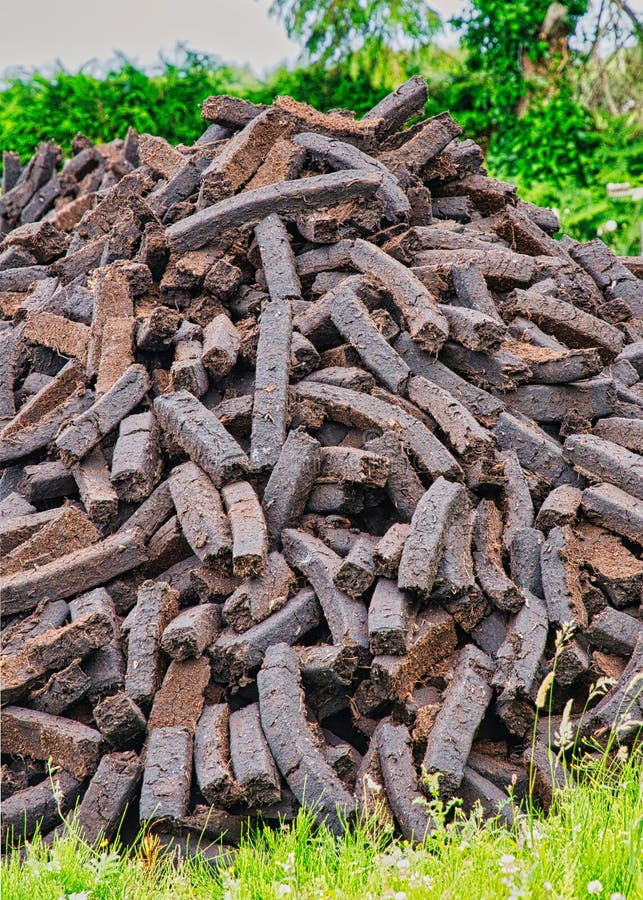 Dried Turf Stacked in a Pile Stock Photo - Image of ready, fire: 255403106