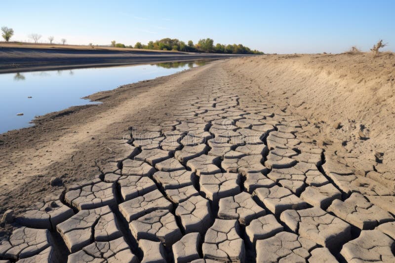 Dried Up River Bed with Cracked Soil Stock Image - Image of disaster ...