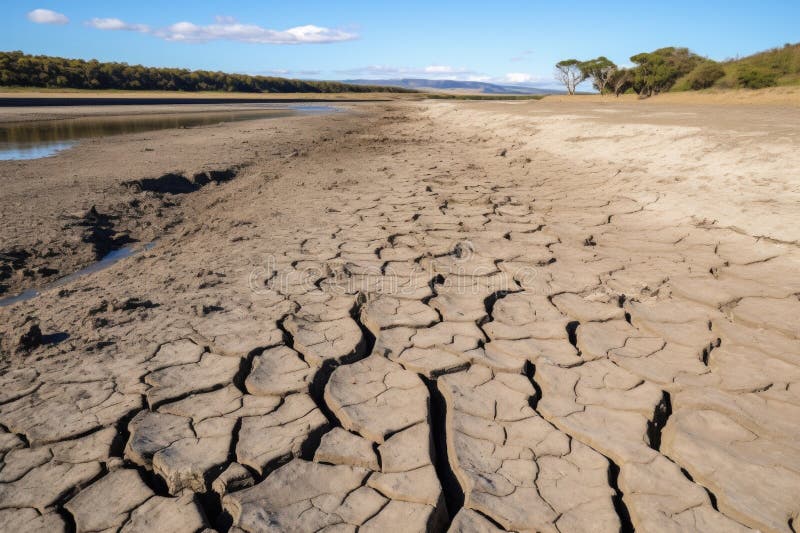 Dried Up River Bed with Cracked Soil Stock Photo - Image of natural ...
