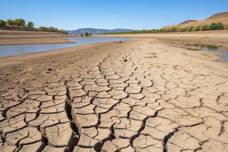 Dried Up River Bed with Cracked Soil Stock Image - Image of cracked ...
