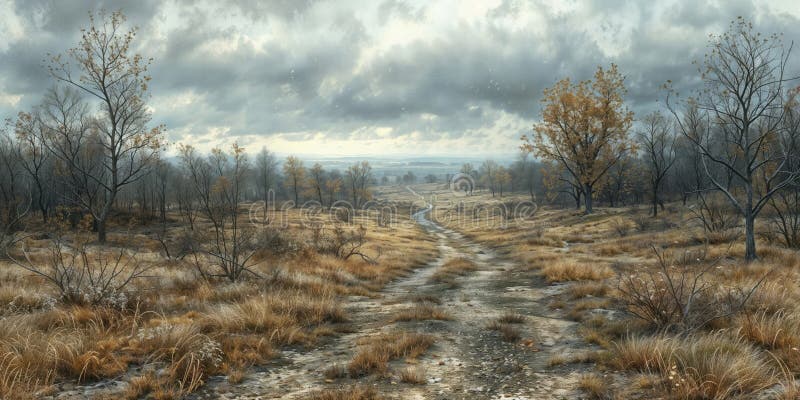 Barren Landscape Signifying Climate Change Stock Illustration ...