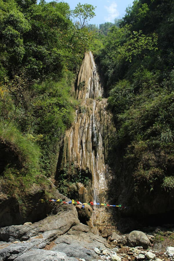 Dried Up Waterfall in a Green Mountain Stock Image - Image of close ...