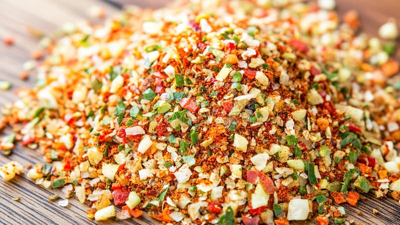 Dried Vegetable Spice Blend on Wood, Close-up Stock Photo - Image of ...