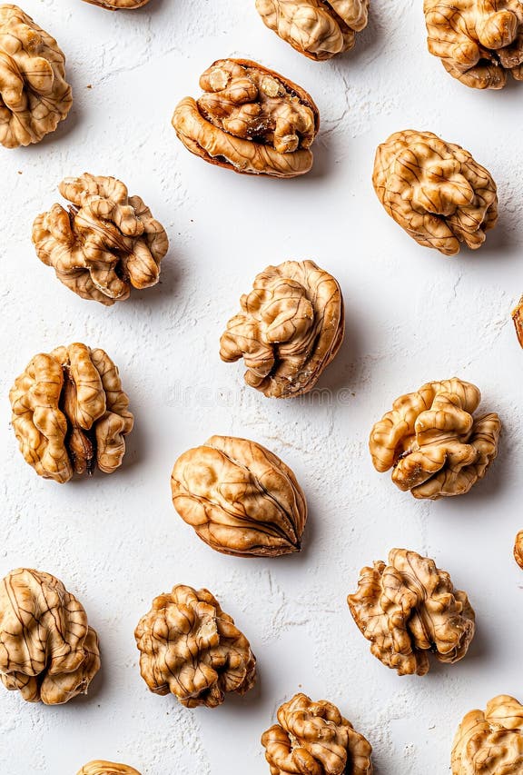 Dried Walnuts Pattern White Background Stock Illustration ...