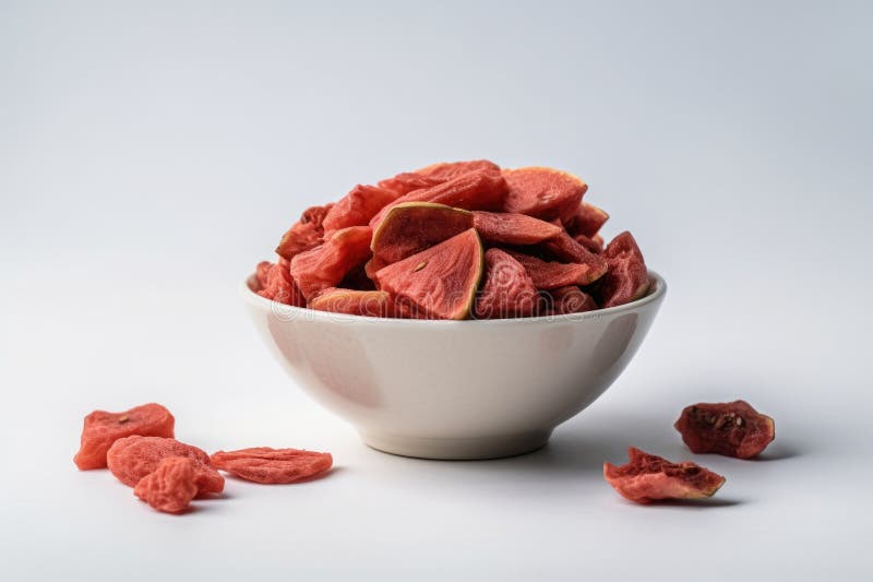 Dried Watermelon in a White Bowl on a White Background. Generative AI ...