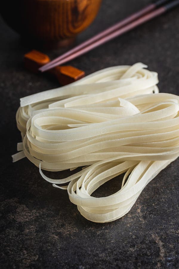 Dried White Rice Noodles. Raw Pasta Stock Photo - Image of gourmet ...