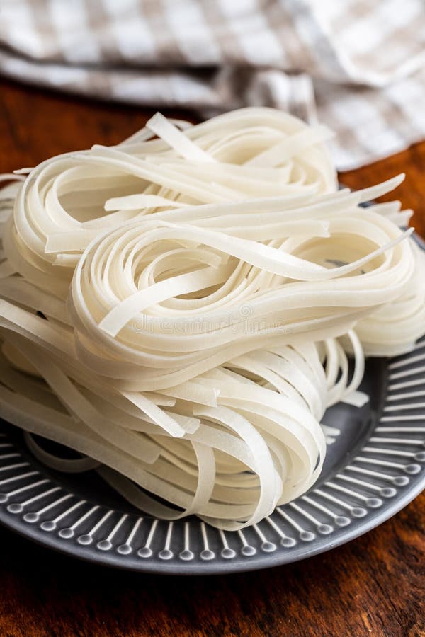 Dried White Rice Noodles. Raw Pasta Stock Image - Image of noodles ...